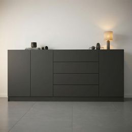 borchardt M&ouml;bel Sideboard BORCHARDT M&Ouml;BEL "Vaasa, Kommode mit 3 T&uuml;ren und 4 Schubk&auml;sten auf Kugelf&uuml;hrungen", schwarz (schwarz matt), B:190cm H:79cm T:35cm, Sideboards, Sideboard, Breite 190 cm