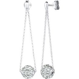 Paar Ohrh&auml;nger Elli "Schmuck Geschenk Silber 925 Ohrringe", silber (silberfarben, kristallwei&szlig;, kristallwei&szlig;), Ohrringe, Damen, Silber 925 (Sterlingsilber), mit Glasstein