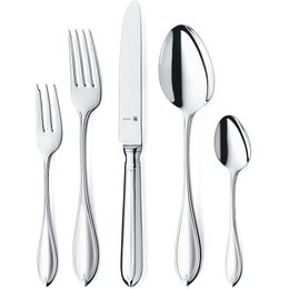 Besteck-Set WMF "Premiere in klassisch-eleganter Optik, ergonomisch, Wellenschliff", silber (edelstahlfarben), 30 Stk., Cromargan Edelstahl Rostfrei 18/10, Essbesteck-Sets, sp&uuml;lmaschinengeeignet, optimale Sch&auml;rfe, hochwertiger Besteckkasten