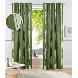 Vorhang OTTO HOME "Dimona Blackout" Gr. 3, gr&uuml;n (olivgr&uuml;n), B:130cm H:225cm, Polyester, Gardinen, einseitig mit Wellenmotiv bedruckt