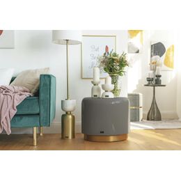 Sitzhocker Kayoom "Hocker Artisse, Edler Touch durch goldenen Sockel", grau, B:51,5cm H:43cm T:51,5cm, Bezug: Polyester Sockel: Eisen, Hocker, Sitzhocker, stilvoll, farbig lackiert, dekorativ, Moderner Look