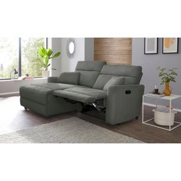 Ecksofa OTTO HOME "JENNA L-Form, 209cm - OTTO. Verl&auml;ssliche Qualit&auml;t.", anthrazit, B:209cm H:100,5cm T:163cm, 90% POLYESTER, 10% NYLON, Sofas, Ecksofa, manuelle o. elektrische Relaxfunktion, USB A/C, weicher Sitz, Cord.