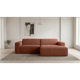 Ecksofa OTTO HOME "Koa, 228 cm, L-Form, Modulsofa in Cord, Chenille, Struktur, Webstoff", rosa (blush), B:228cm H:88cm T:159cm, 100% Polyester, Sofas, Ecksofa, Designsofa, weicher Lounge-Sitzkomfort, Welleunterfederung, bodentief
