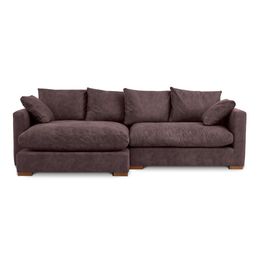 Ecksofa Home Affaire "Coray", braun (dunkelbraun), B:266cm H:80cm T:153cm, 100% Polyester, Sofas, Ecksofa, Breite 266 cm, extra weich und kuschelig, mit Federn und Daunen