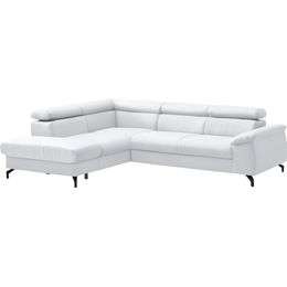 Ecksofa COTTA "Kitty L-Form, B: 249 cm", wei&szlig;, B:249cm H:72cm T:207cm, Microfaser (100% Polyester);Flachgewebe (100% Polyester), Sofas, Ecksofa, mit Kopfteilverstellung, optional Bettfunktion & Bettkasten