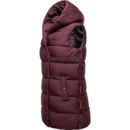Steppweste Navahoo "Madilynaa", Damen, Gr. XS (34), rot (weinrot), Oberstoff: 100% Polyester. Futter: 100% Polyester. Wattierung: 100% Polyester, oversize ca. Mitte Oberschenkel, V-Ausschnitt, Westen Steppweste, stylische &auml;rmellose Damen Weste mit Kapuze