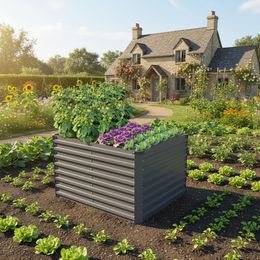 Hochbeet Konifera "Emmy", bodenloses Gartenbeet aus verzinktem Stahl", grau (hellgrau), B:100cm H:60cm T:80cm, Stahl, Pflanzgef&auml;&szlig;e, mit Verstrebungen f&uuml;r mehr Stabilit&auml;t, in zwei Farben