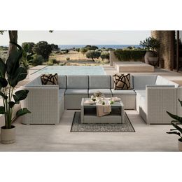 Ambia Garden Loungegarnitur, Grau, Metall, eckig, 225x78x347 cm, regenabweisend, wetterbest&auml;ndig, abnehmbarer Boxdeckel, Loungem&ouml;bel, Gartenlounge-Sets