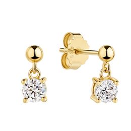 Paar Ohrstecker Firetti "Schmuck Geschenk Silber 925 Ohrschmuck Ohrringe Solit&auml;r", gelbgoldfarben, kristallwei&szlig;, kristallwei&szlig;, Ohrringe, Damen, Silber 925 (Sterlingsilber), mit Zirkonia (synth.)
