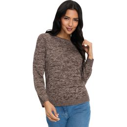 Damen Ajourpullover mit Herzchen schoko-sesam-meliert, Gr&ouml;&szlig;e 38
