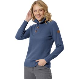 Damen Troyer mit Kn&ouml;pfen in Horn-Optik jeansblau, Gr&ouml;&szlig;e 54