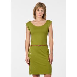 Minikleid Ragwear "TAGG", Damen, Gr. S, N-Gr, pistachio, Jersey, Obermaterial: 95% Viskose, 5% Elasthan, unifarben, kniefrei, Rundhals, Kleider Minikleid, Viskosemischung mit Taillen-G&uuml;rtel und Seitentaschen