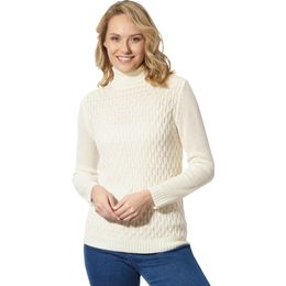 Damen Rollkragenpullover mit Strickmuster ecru, Gr&ouml;&szlig;e 48