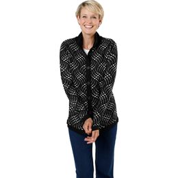 Damen Jacquardstrickjacke mit zweifarbigem Muster schwarz-ecru-gemustert, Gr&ouml;&szlig;e 40