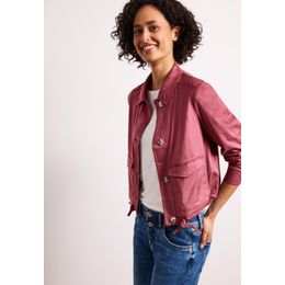 Kurzjacke Street One, Damen, Gr. 36, schwarz clouded blush, Stoff, 90% Polyester, 10% Elasthan, unifarben, comfort fit normal, V-Ausschnitt, Manschette, Jacken Kurzjacke, in Velours-Optik