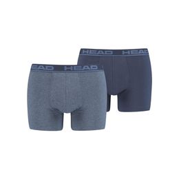 Boxer Head "Head BASIC BOXER 2P", Herren, Gr. L, blau (blau, heaven), Obermaterial: 95% Baumwolle, 5% Elasthan, unifarben mit Farbeinsatz, k&ouml;rpernah, Unterhosen, mit elastischem Logobund