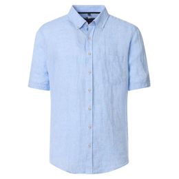 Kurzarmhemd Casamoda "Casamoda Leinenhemd Kurzarm uni", Herren, Gr. L, Normalgr&ouml;&szlig;en, blau (100 blau), 100% Leinen, unifarben, l&auml;ssig geschnitten, Hemden
