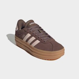 Plateausneaker adidas Sportswear "VL COURT BOLD", Damen, Gr. 36, braun (earth strata, wonder quartz, gum 3), Leder, Synthetik, Schuhe Plateausneaker, inspiriert vom Design des adidas gazelle bold