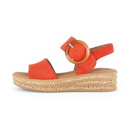 Keilsandalette Gabor, Damen, Gr. 37, orange (rot), Veloursleder, unifarben, Schuhe, Riemchensandale, Sommerschuh mit modischer Zierschnalle