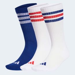 Funktionssocken adidas Performance "3-STREIFEN, KN&Ouml;CHELLANG, MIT POLSTERUNG, 3ER-PACK", Damen, Gr. L, wei&szlig;, mystery ink, pure ruby, Obermaterial: 59% Baumwolle, 37% Polyester, 3% Elasthan, 1% Polyamid, Socken