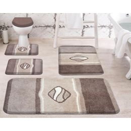 Badematte Grund "Jewel" Gr. 4, grau (taupe), H:24mm, Polyacryl, Badematten, Badematte, besonders dichter Flor, Badematten mit Streifen