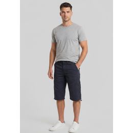 MAN'S WORLD Cargobermudas MAN'S WORLD "Knielang", Herren, Gr. 48, N-Gr, marine, Web, Obermaterial: 100% Baumwolle, unifarben, regular fit kniebedeckend, Hosen, mit vielen Details