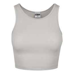 Yoga & Relax Shirt Urban Classics "Urban Classics Damen Ladies Rib Cropped Top", Damen, Gr. M, grau, 95% Viskose, 5% Elasthan, unifarben, slim fit, Racerback, Shirts