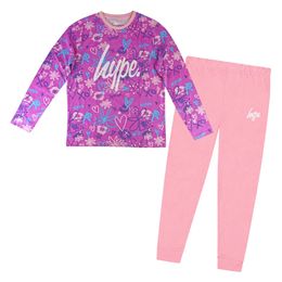 Hype M&auml;dchen 100% Baumwolle Kritzel Pink Pyjama Set Langarm Nachtw&auml;sche