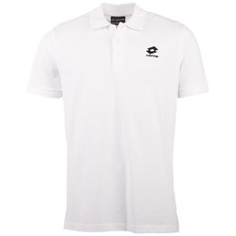 Poloshirt Lotto, Herren, Gr. L (52/54), wei&szlig; (hellwei&szlig;), 100% Cotton, unifarben, normal, ohne Ausschnitt, Flachstrickb&uuml;ndchen, Shirts, - in hochwertiger Baumwoll-Piqu&eacute; Qualit&auml;t