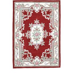 Teppich Theko "Ming" Gr. 1, rot, B:60cm H:14mm L:90cm, Kunstfaser, Teppiche, Teppich, handgefertigt, Pastell-Farben, florales Design, Wohnzimmer