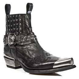 New Rock Gothic-Stiefel aus schwarzem Metall-7950P-S1