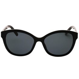 Marc Jacobs Sonnenbrille mit grauen Gl&auml;sern und goldenem Logo in Schwarz