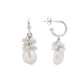Luxenter Ohrringe aus 925er Sterlingsilber mit wei&szlig;er Perle und Rhodiumbeschichtung &ndash; Zoqoyi