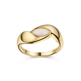 ZEEme Gemstones Ring 925/- Sterling Silber vergoldet Opal wei&szlig;