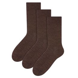 3 Paar Multipack Herren Alpaka Wolle Socken | Steven | Winter Thick Warm Boot Socken - Braun