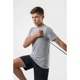 T-Shirt Nike Sportswear "NHB BOYS 2PK CREW UNDERSHIRT", M&auml;dchen, Gr. 134/140, grau (grau, schwarz), Jersey, Obermaterial: 60% Baumwolle, 40% Polyester, bestickt, normal, Rundhals, Shirts T-Shirt, f&uuml;r Kinder