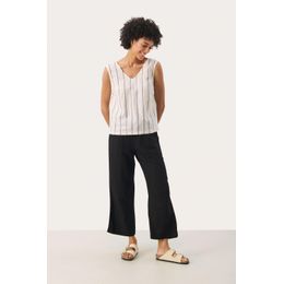 PART TWO Kurzarm-Bluse Lockere Passform Eggnog and Brown Stripe white