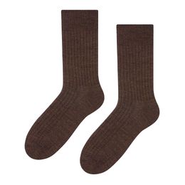 Herren Alpaka Wolle Socken f&uuml;r Winter | Steven | Gestrickte Crew Boot Socken - Braun