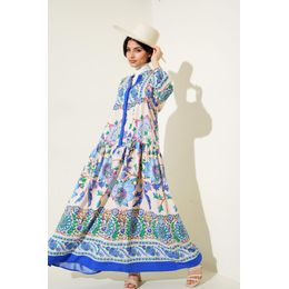Gemustertes V-Ausschnitt Maxikleid