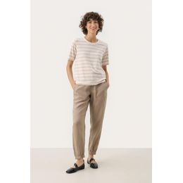 PART TWO T-shirt Gerade Passform French Oak and White Stripe beige