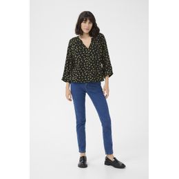 Kaffe Langarm-Bluse Loose fit Black/Green Lettuce Ditzy black green