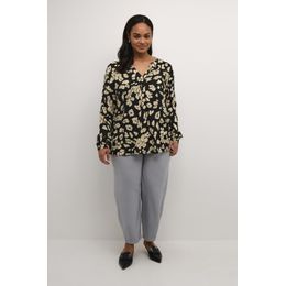 Kaffe Langarm-Bluse Regular fit Black/Sand Leo Print leopard