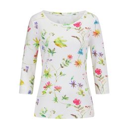 efixelle - Rundhals-Shirt mit 3/4-Arm, weiss, Gr. 44 / L - Baumwolle
