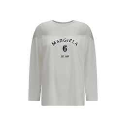 MM6 Wei&szlig;es Baumwoll-Langarm-T-Shirt