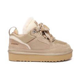 EVER AU Australien Damen Marmorierte Schn&uuml;rschuh-Plateau-Stiefel