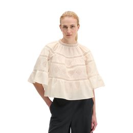 Marc O'Polo Kurzarmbluse MARC O'POLO "aus besticktem Baumwoll-Voile", Damen, Gr. 34, beige (wei&szlig; cotton), Obermaterial: 100% Baumwolle, unifarben, normal, R&uuml;ckenausschnitt, normaler Saum, Blusen