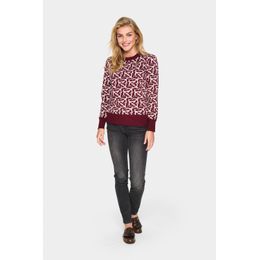 Saint Tropez Strickpullover Gerade Passform white red