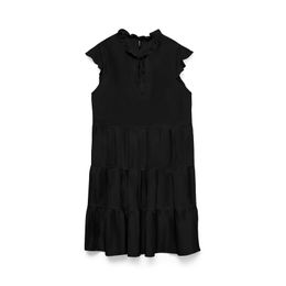 V&eacute;ro Moda Minikleid VERO MODA "VMALBA SS SHORT TIE DRESS WVN NOOS", Damen, Gr. S, N-Gr, schwarz, Web, Obermaterial: 100% Viskose, unifarben, kurz, Rundhals, Kleider Minikleid, Viskose