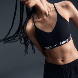 Sport-BH Nike "W NK DF INDY LGT SPT BRA", Damen, Gr. M, N-Gr, schwarz, schwarz, wei&szlig;, Obermaterial: 79% Polyester, 21% Elasthan, BHs Sport-BH, sportlicher Stil, f&uuml;r Fitness und sportliche Aktivit&auml;ten