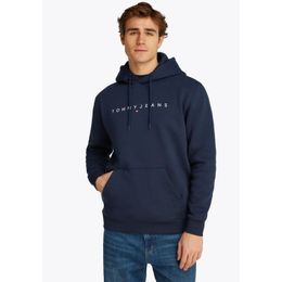 Hoodie Tommy Jeans "TJM REGULAR LINEAR LOGO HOODIE EXT", Herren, Gr. L, blau (schwarz night navy), Sweatware, Obermaterial: 80% Baumwolle, 20% Polyester, regular fit h&uuml;ftlang, Rundhals, eingesetzt B&uuml;ndchen, Sweatshirts Hoodie, mit Logo-Stickerei